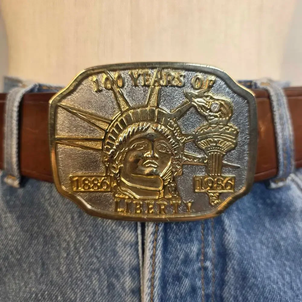 Vintage | Accessories | Vintage Statue Of Liberty Belt Brown Leather ...